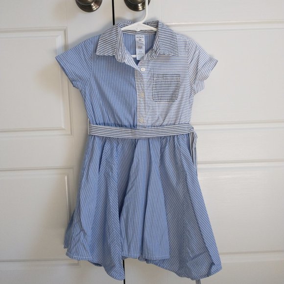 Carter's | Dresses | Adorable Carters Blue Striped Shirt Dress 3t ...
